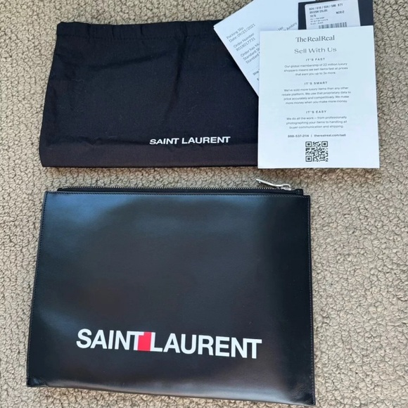 Yves Saint Laurent | Bags | Yves Saint Laurent Ysl Leather Black Ipad ...